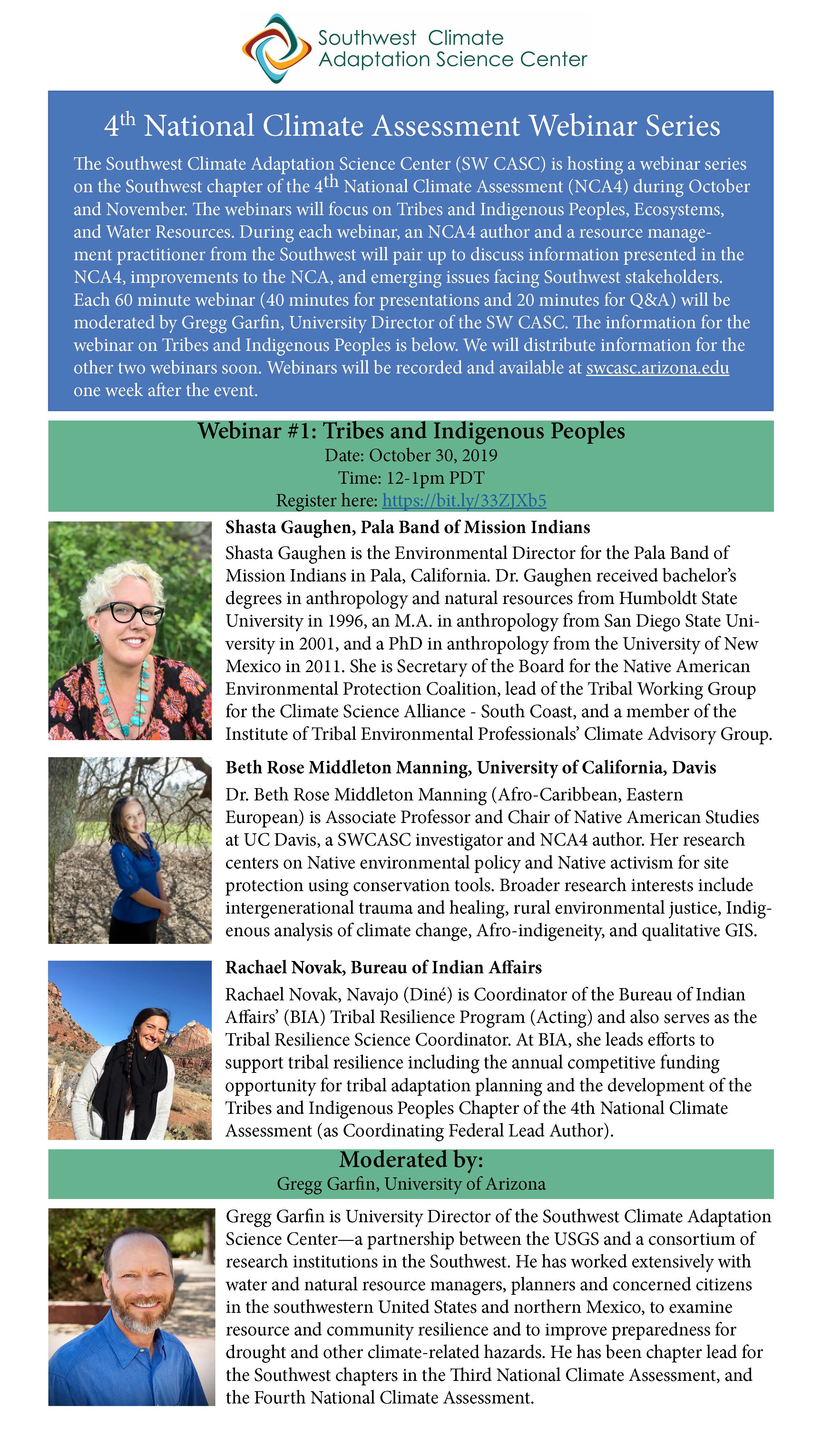 4th National Climate Assessment Webinar #1 | Southwest Climate ...