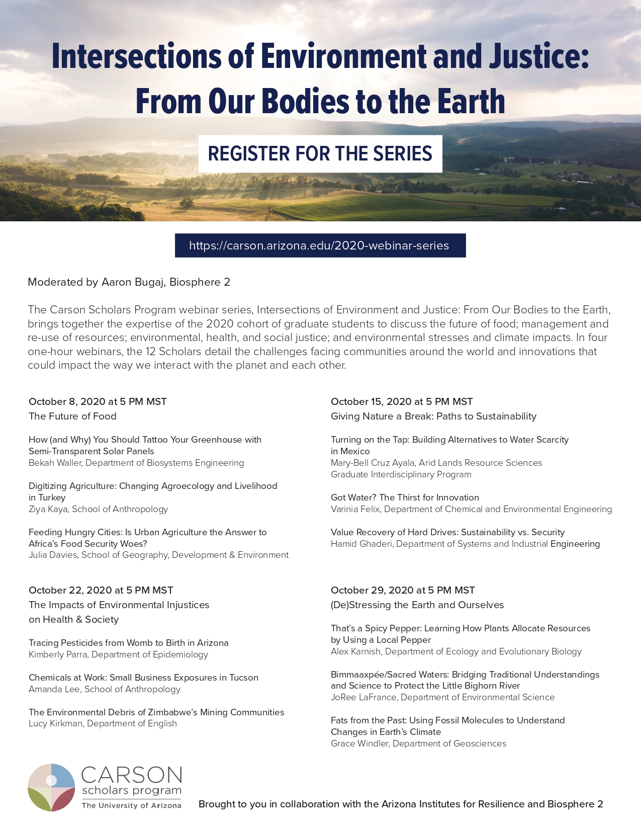 Carson Scholars Webinar Series Coming Up! | Southwest Climate ...